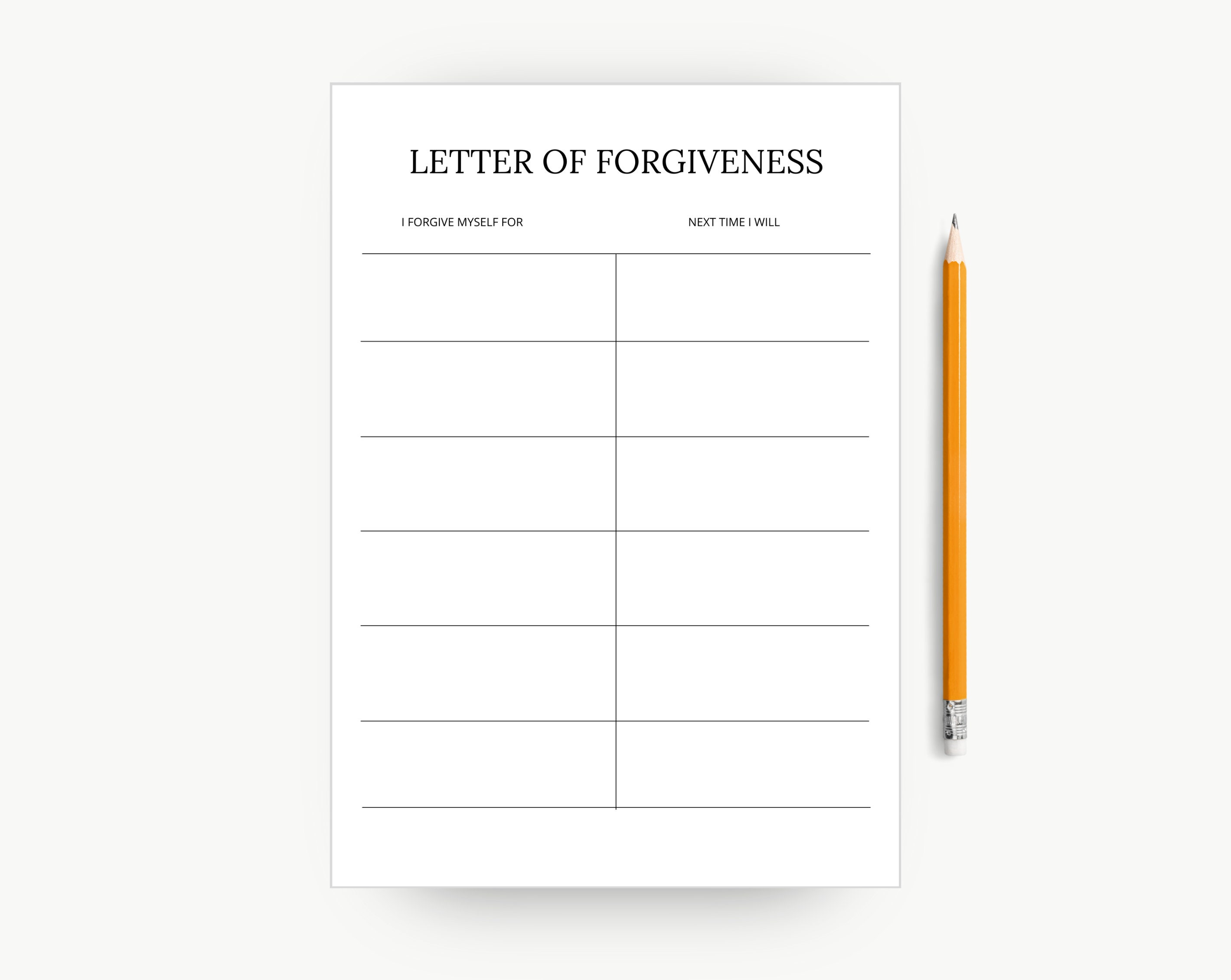 Printable Letter of Forgiveness Self Love Planners - Instant Download ...