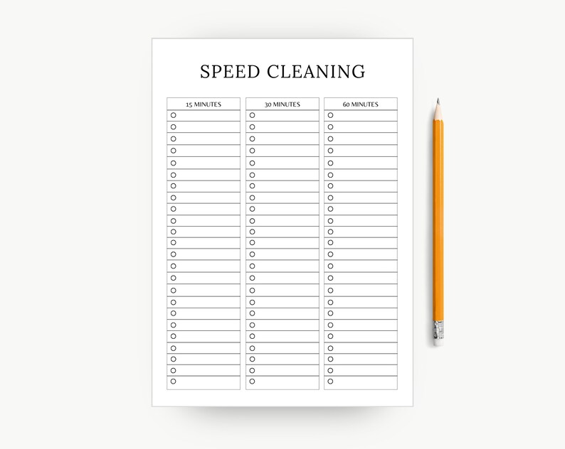 Speed Cleaning Checklist Printable Cleaning Planner Cleaning Schedule ...