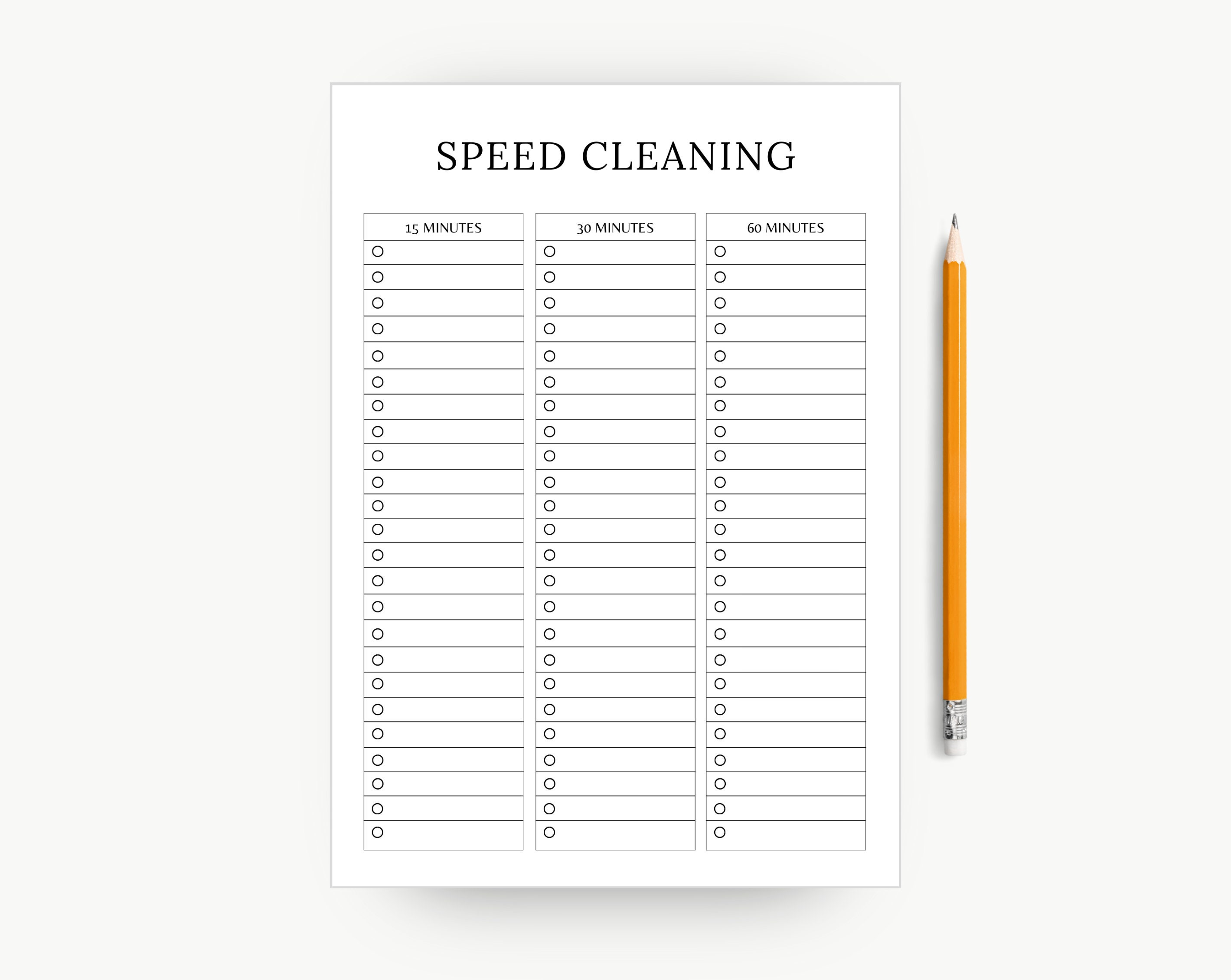 Speed Cleaning Checklist Printable Cleaning Planner Cleaning Schedule ...