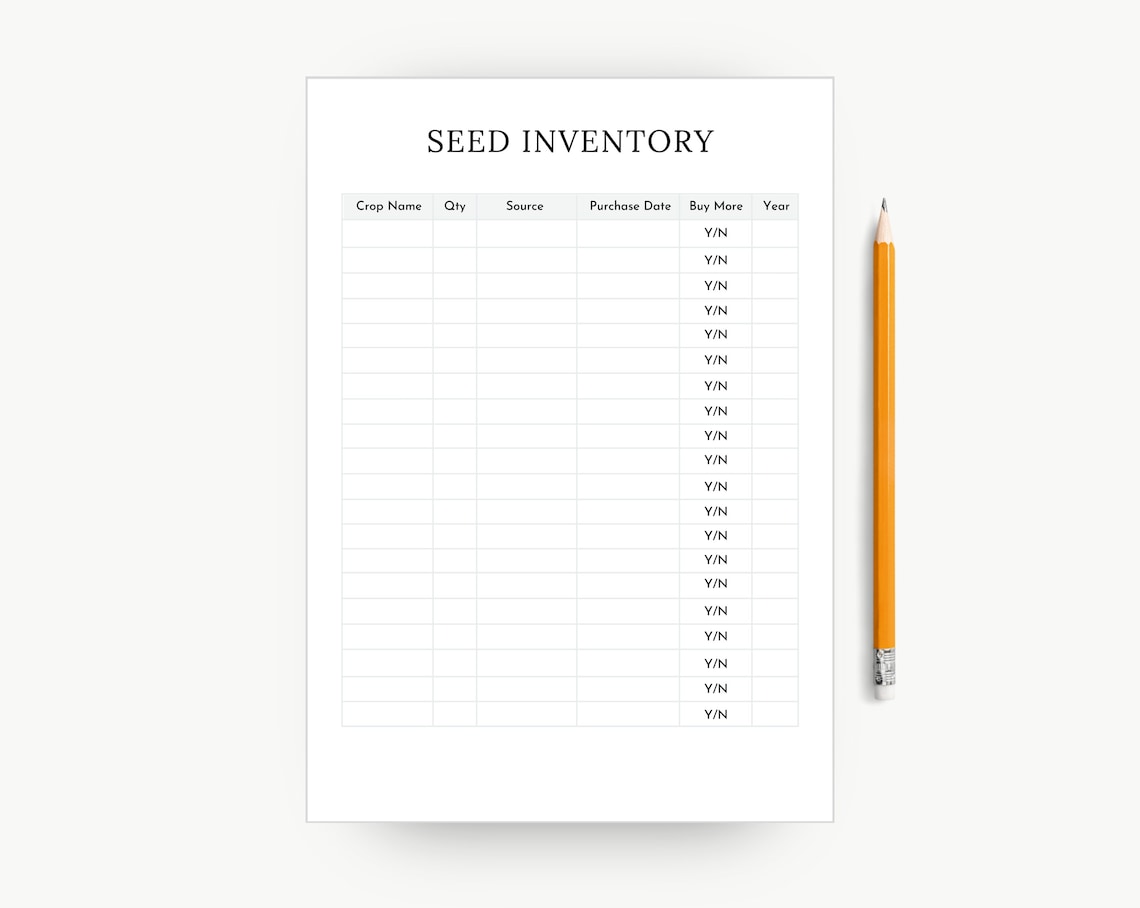 Printable Seed Inventory Tracker, Digital Seed Organizer, Inventory ...