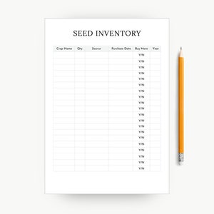 Printable Seed Inventory Tracker, Digital Seed Organizer, Inventory ...