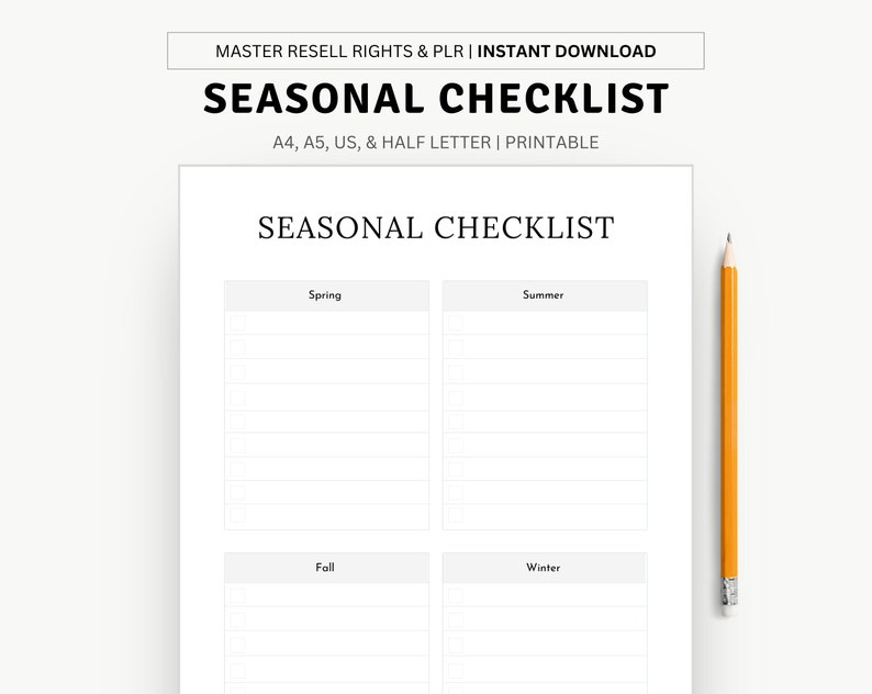 Seasonal Checklist to Do List Task Chart Seasonal Cleaning Checklist ...