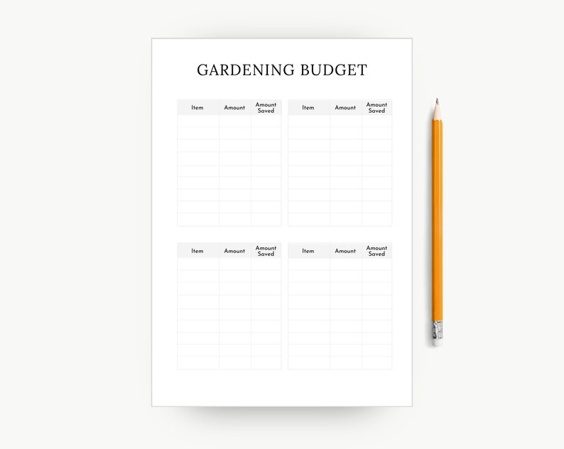 Printable Gardening Budget Planner, Garden Planner, Plant Care Planner ...