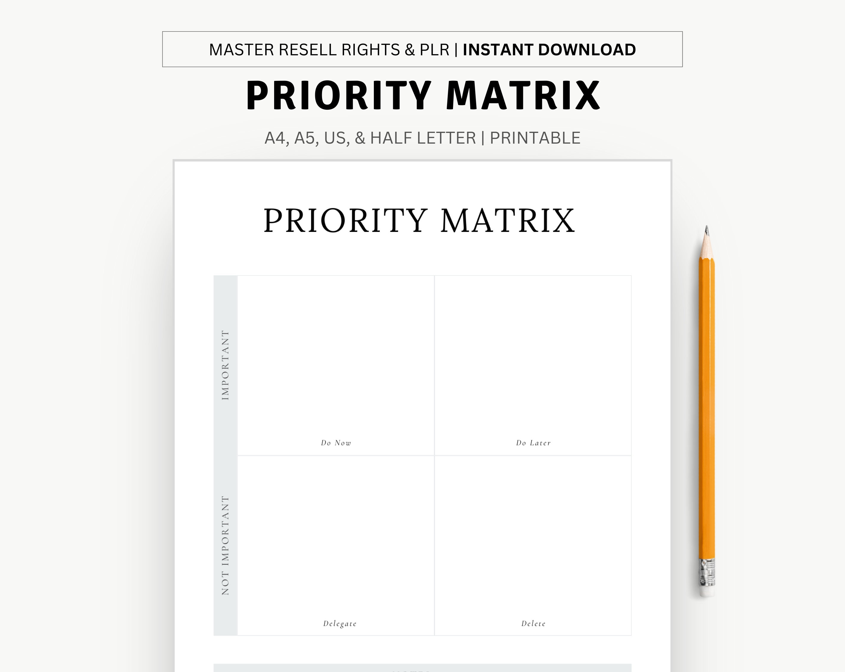 Ultimate Priority Planner, Matrix Printable Planner - Elevate ...