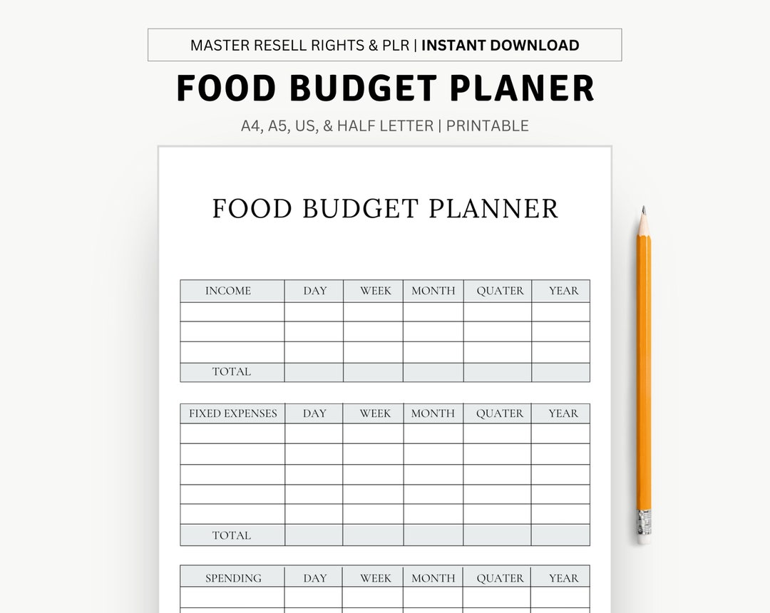 Printable Food Budget Planner, Weekly Meal Planner and Grocery List ...
