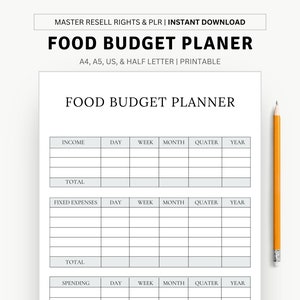 Printable Food Budget Planner, Weekly Meal Planner and Grocery List ...