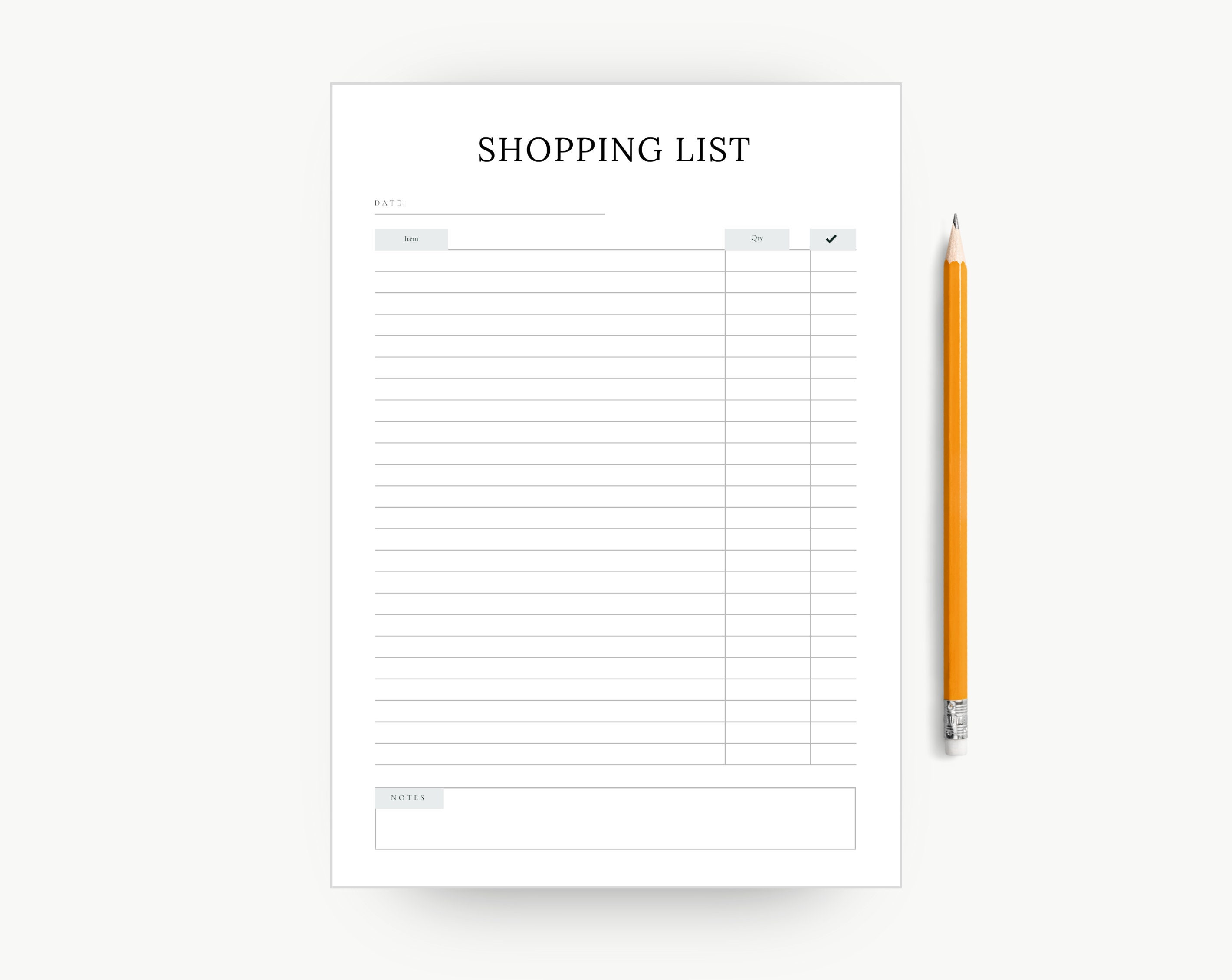 Stylish Shopping List Printable Planner Page, Shopping Planner for ...