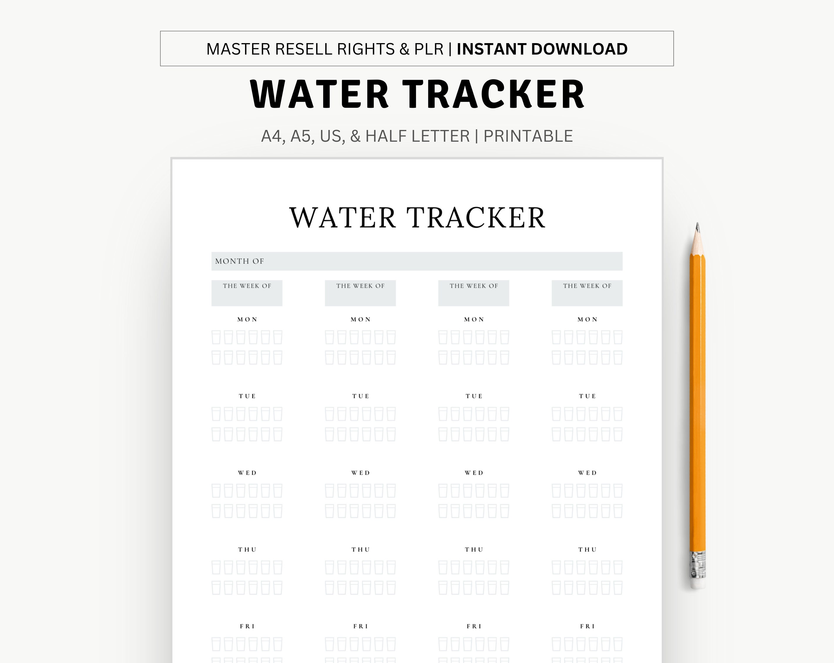 Water Tracker Printable Planner Page - Stay Hydrated With Our Daily ...
