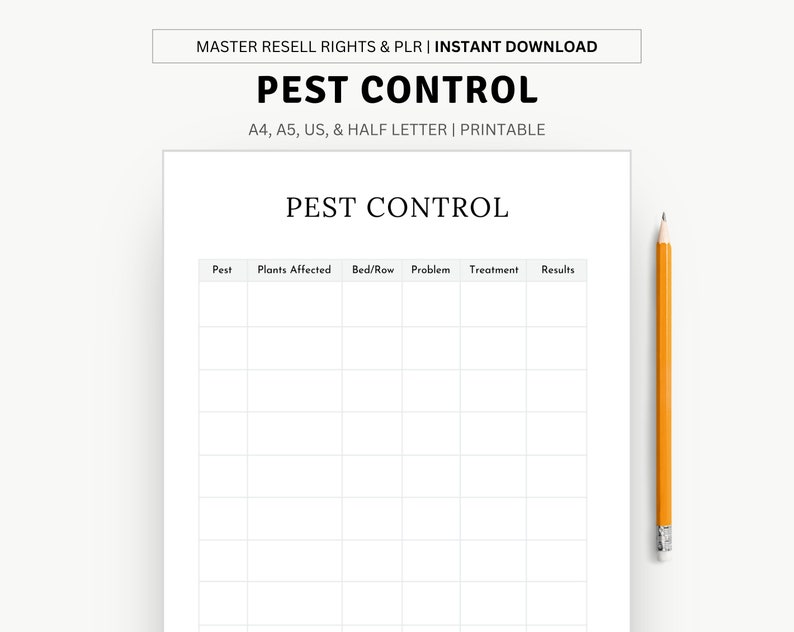 Guard Your Garden With Our Printable Pest Control Planner Plan, Protect ...