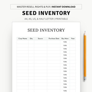Printable Seed Inventory Tracker, Digital Seed Organizer, Inventory ...