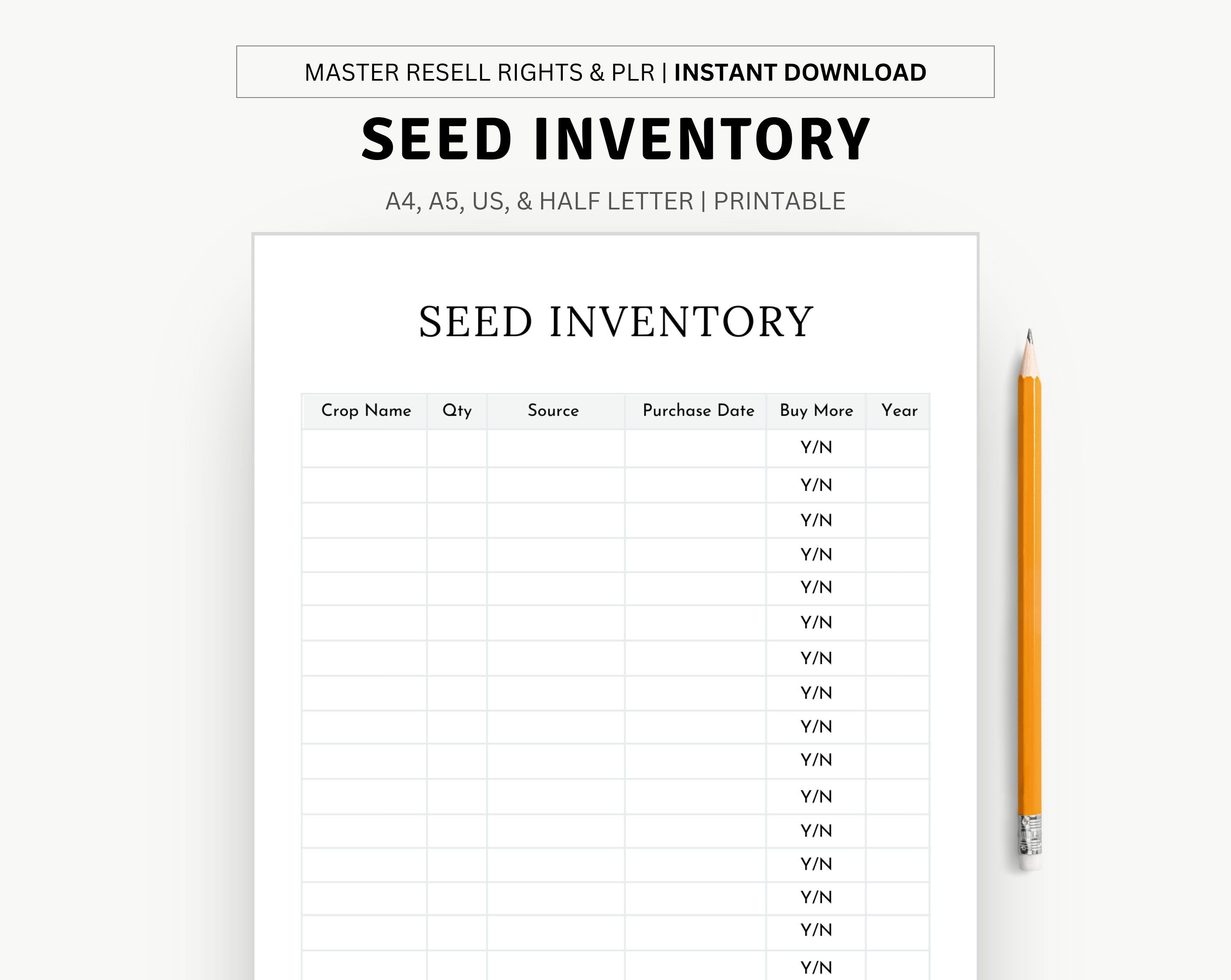 Printable Seed Inventory Tracker, Digital Seed Organizer, Inventory ...