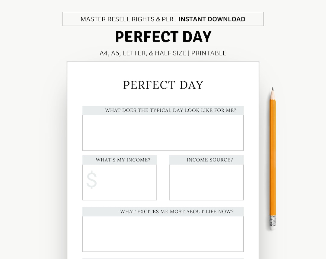 My Perfect Day Life Printable Planner Pages Daily Productivity Work ...