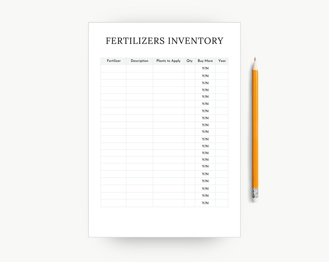 Fertilizers Inventory Tracker Printable, Fertilizer Schedule & Tracker ...
