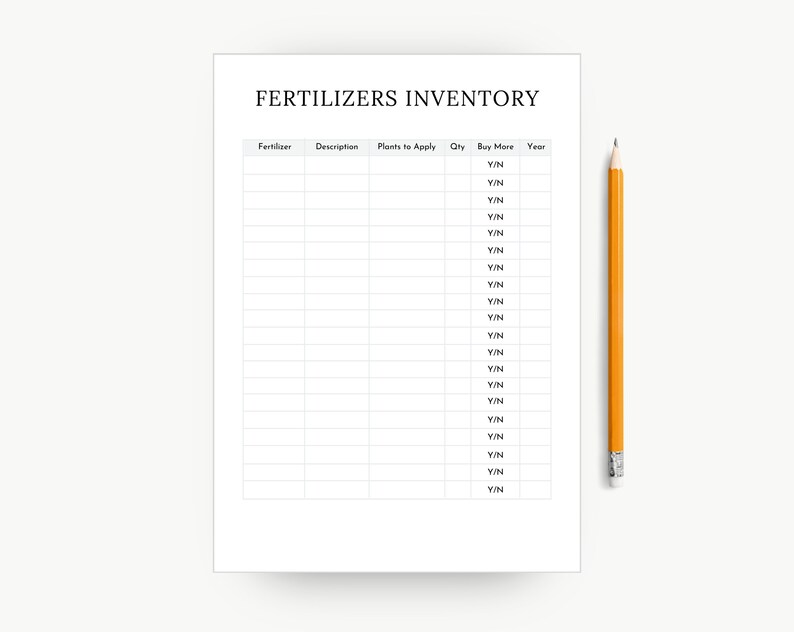 Fertilizers Inventory Tracker Printable, Fertilizer Schedule & Tracker ...