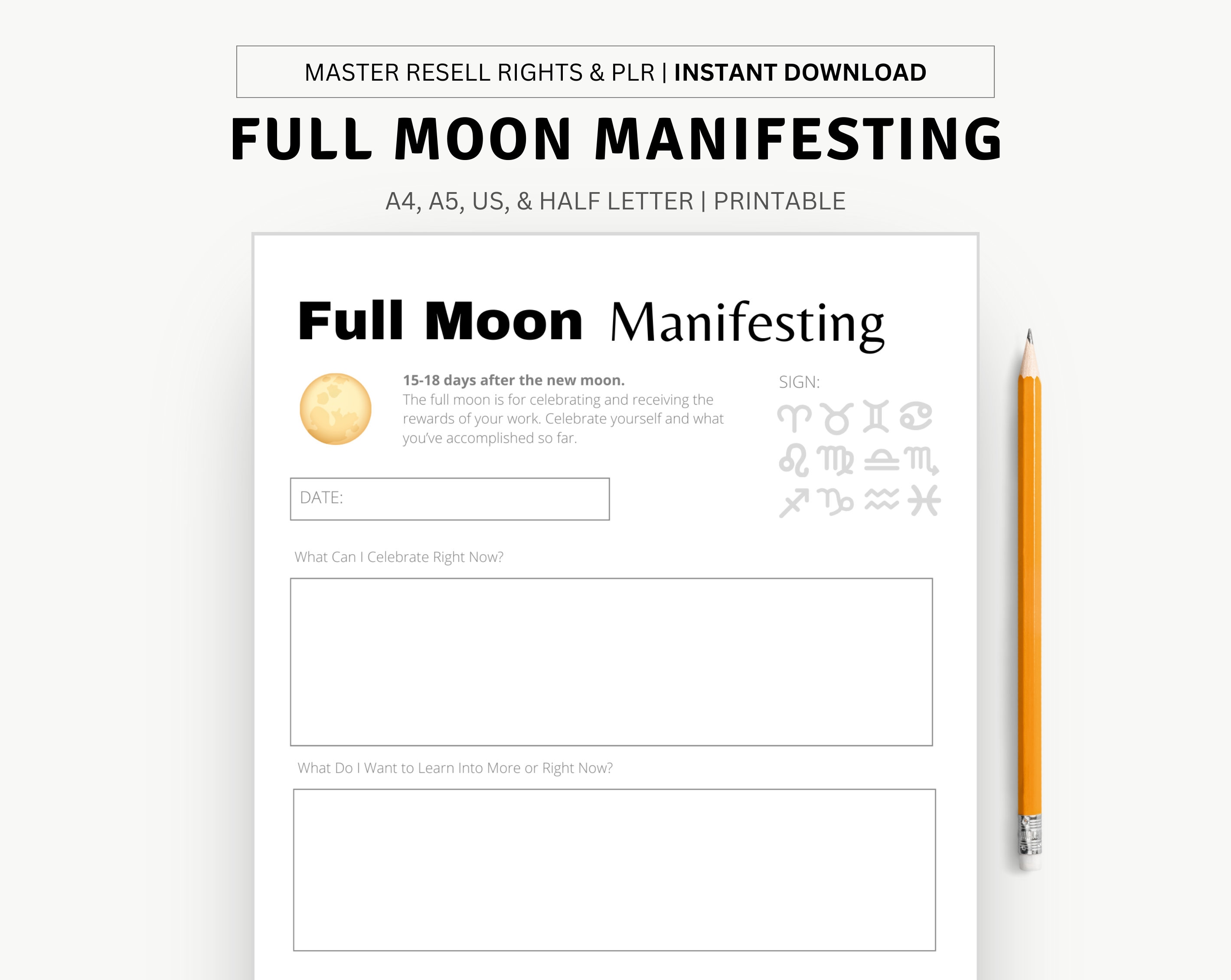 Full Moon Manifesting Printable - Instant Download for Powerful Results ...