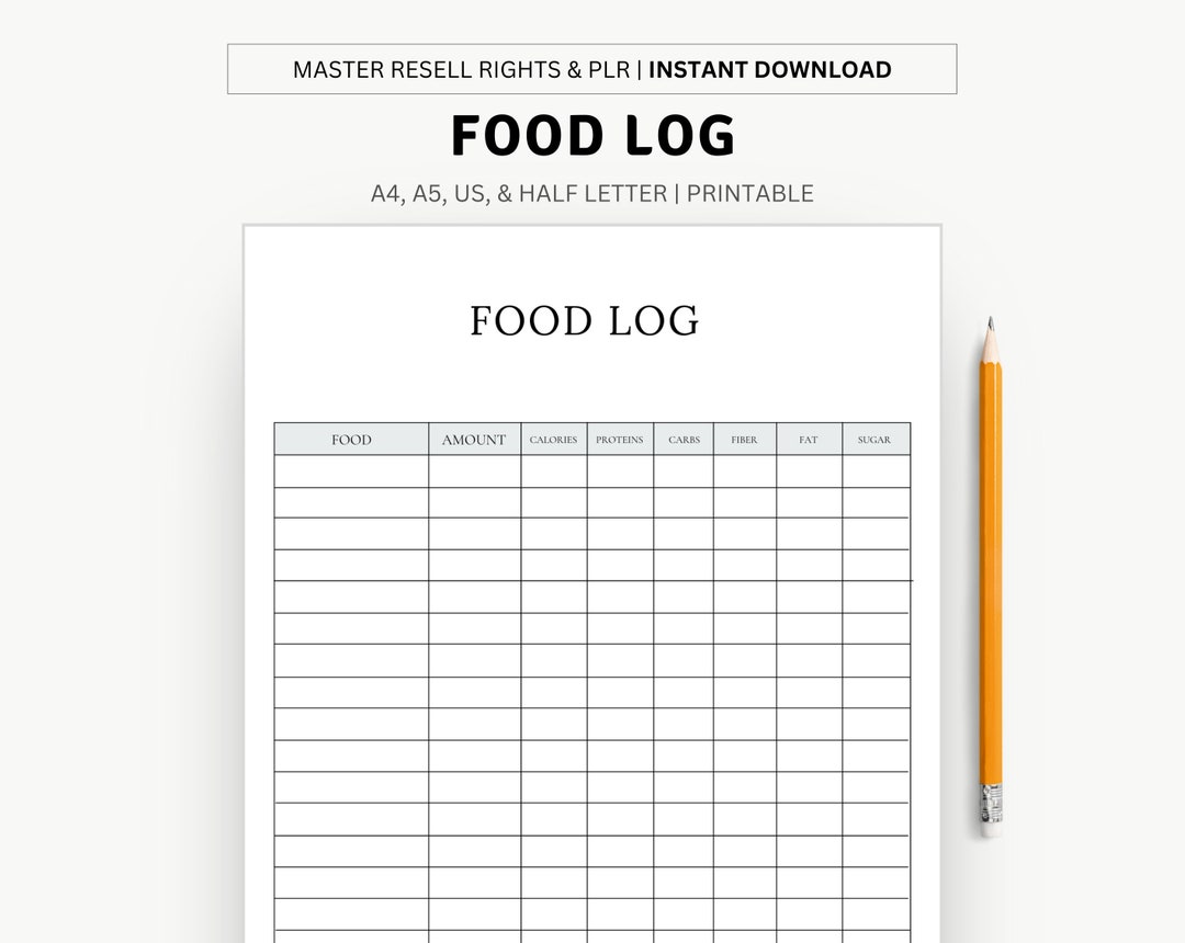 Ultimate Printable FOOD LOG Planner - Track Your Nutritional Journey ...