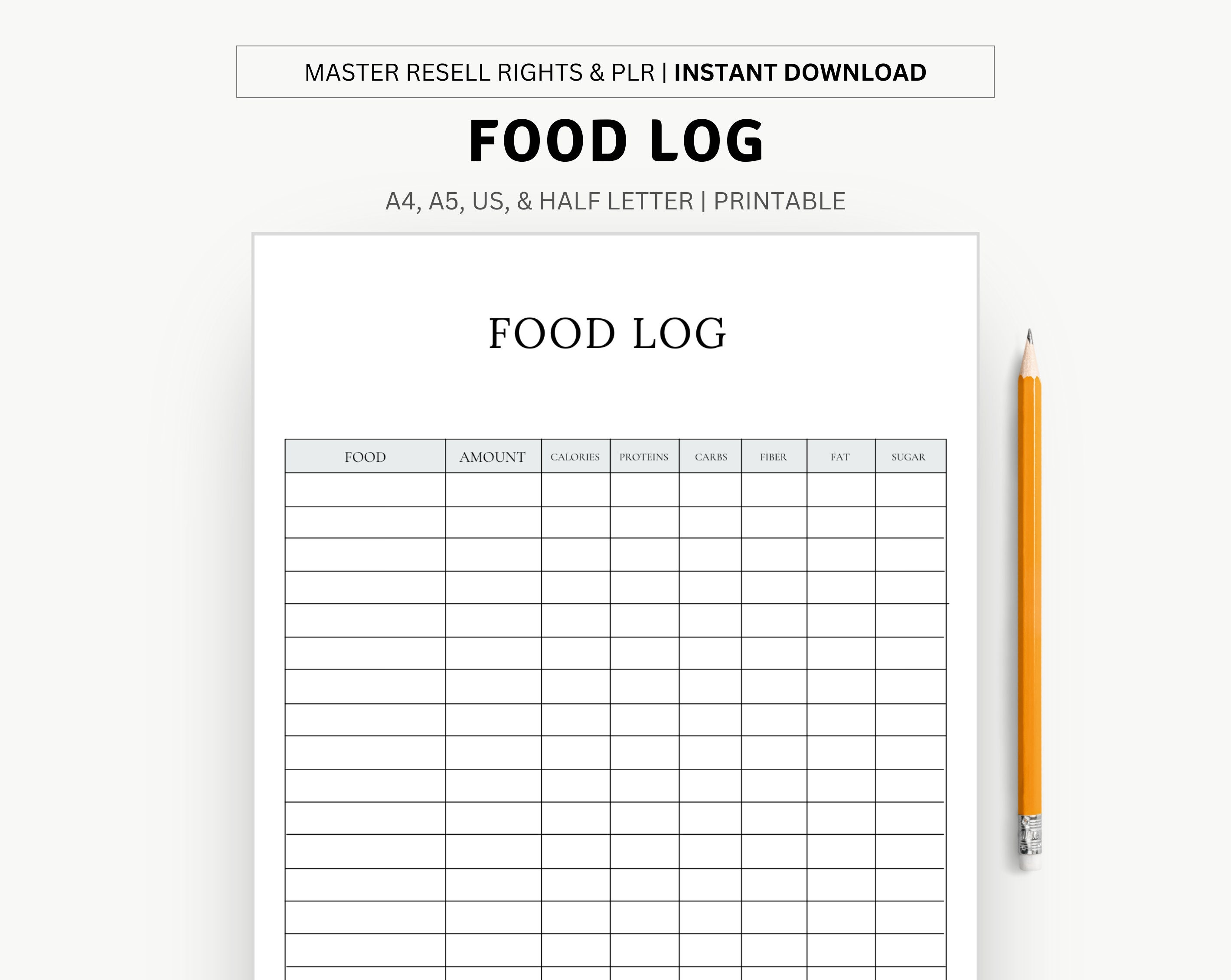 Ultimate Printable FOOD LOG Planner - Track Your Nutritional Journey ...