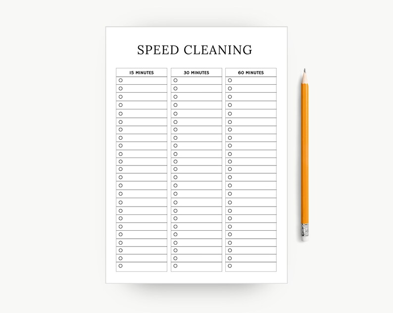 Speed Cleaning Checklist Printable Cleaning Planner Cleaning Schedule ...