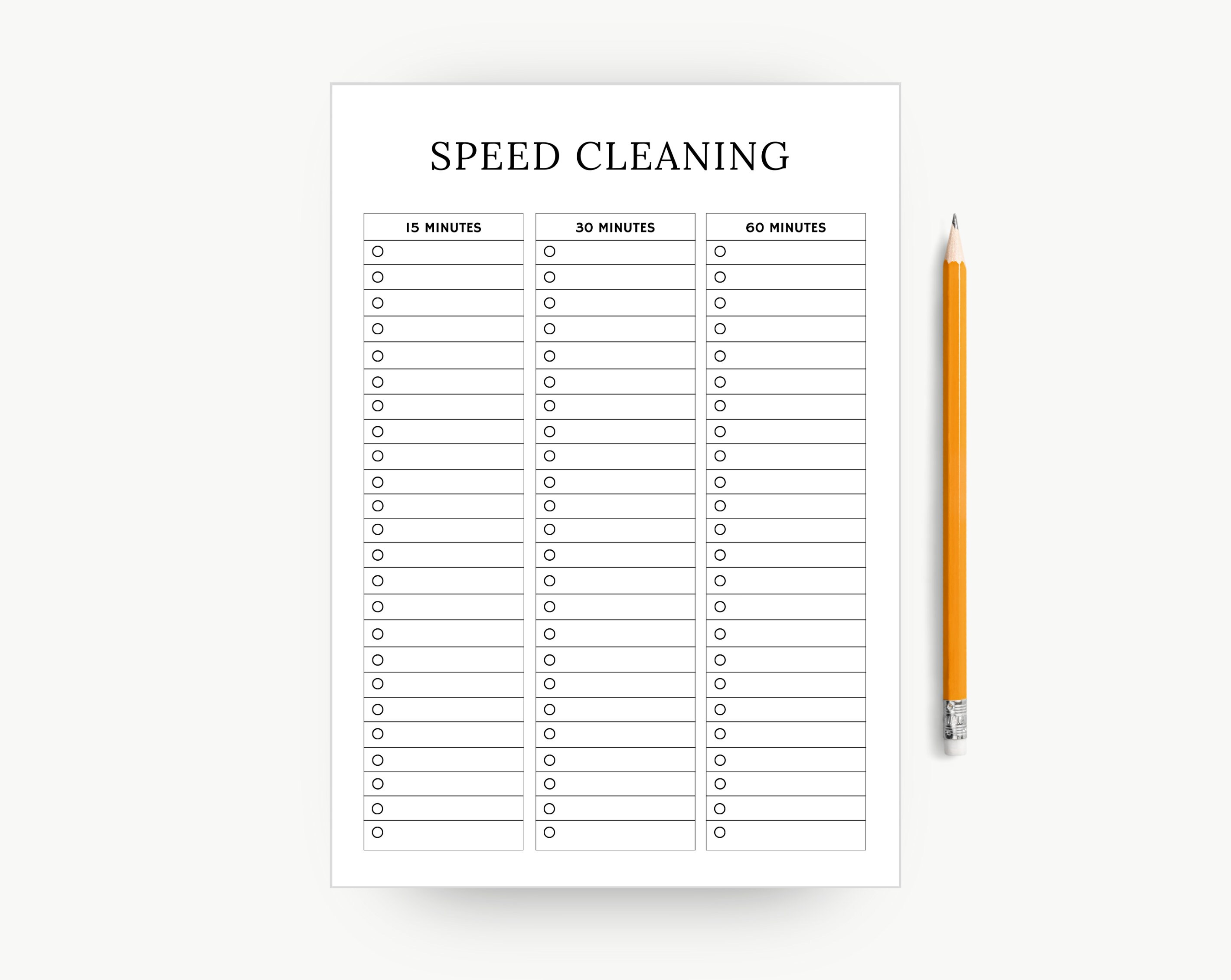 Speed Cleaning Checklist Printable Cleaning Planner Cleaning Schedule ...