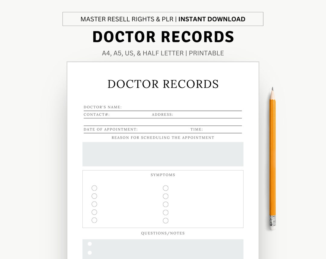 Printable Doctor Records Planner Pages - Instant Download for Easy ...