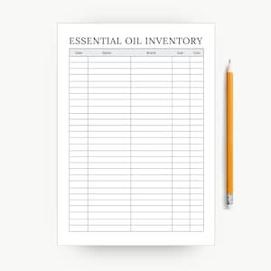 Printable Essential Oil Inventory Tracker, Essential Oils Inventory ...