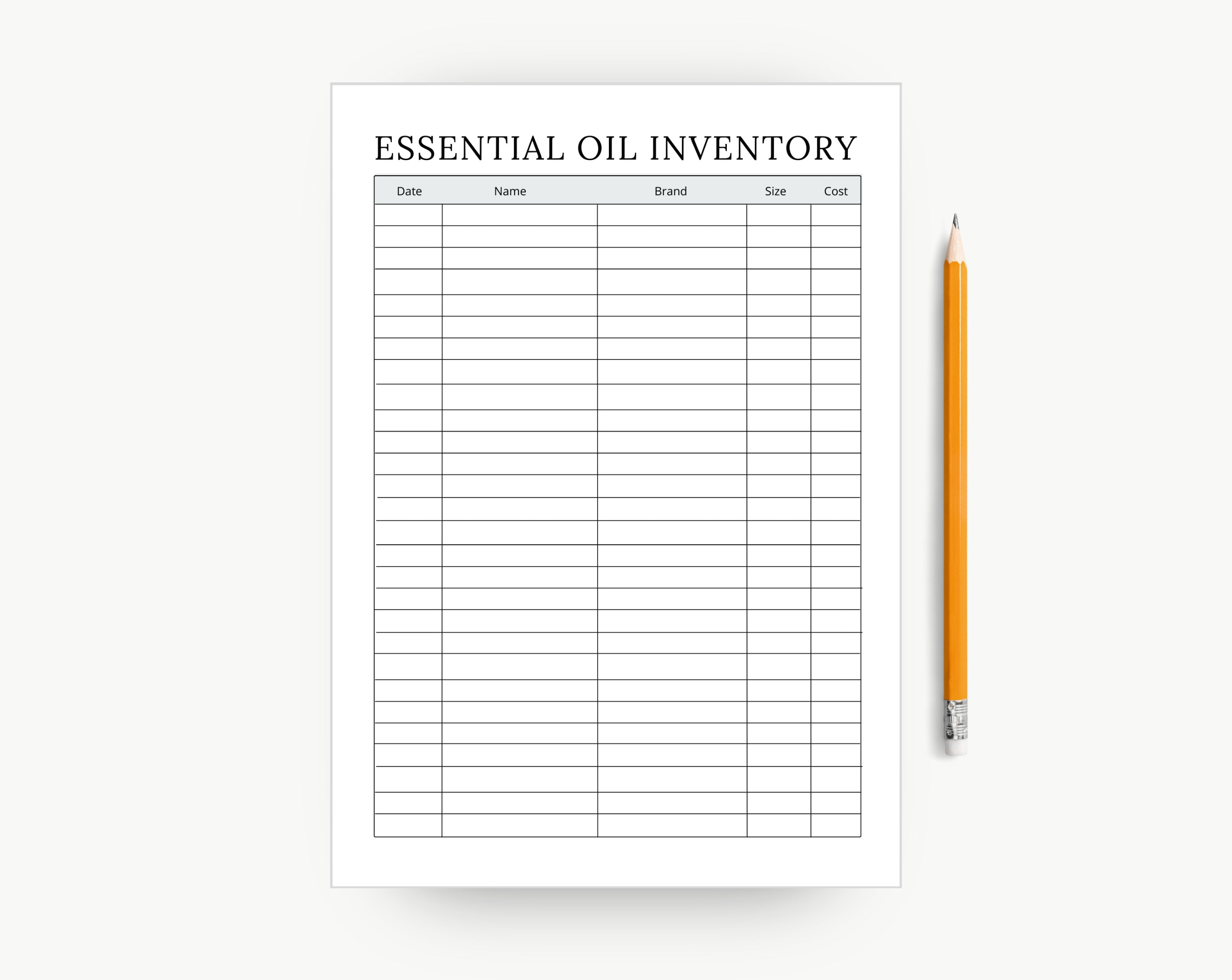 Printable Essential Oil Inventory Tracker, Essential Oils Inventory ...