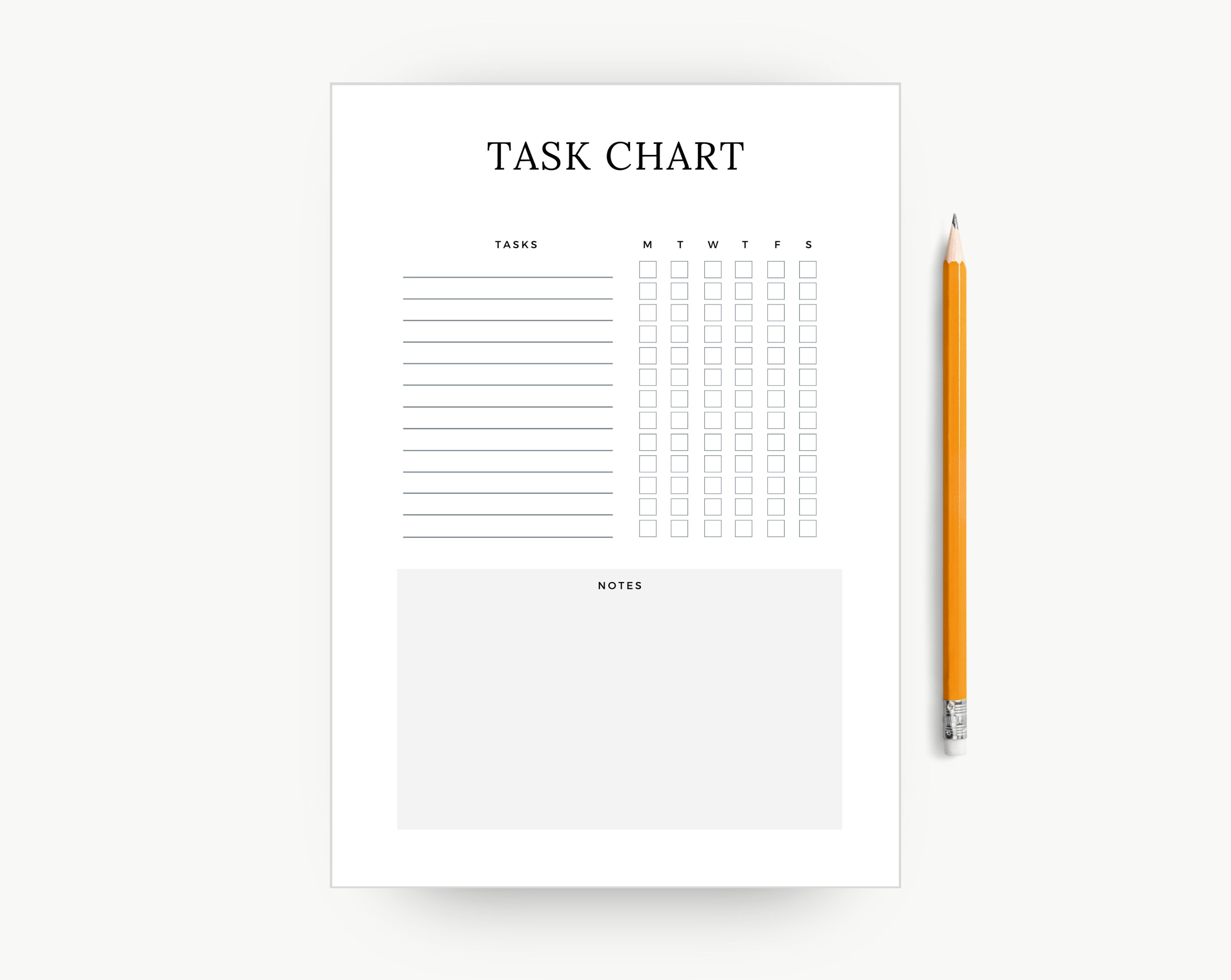 Printable Task Chart Planner - A4, A5, US Letter, Half Letter - Instant ...