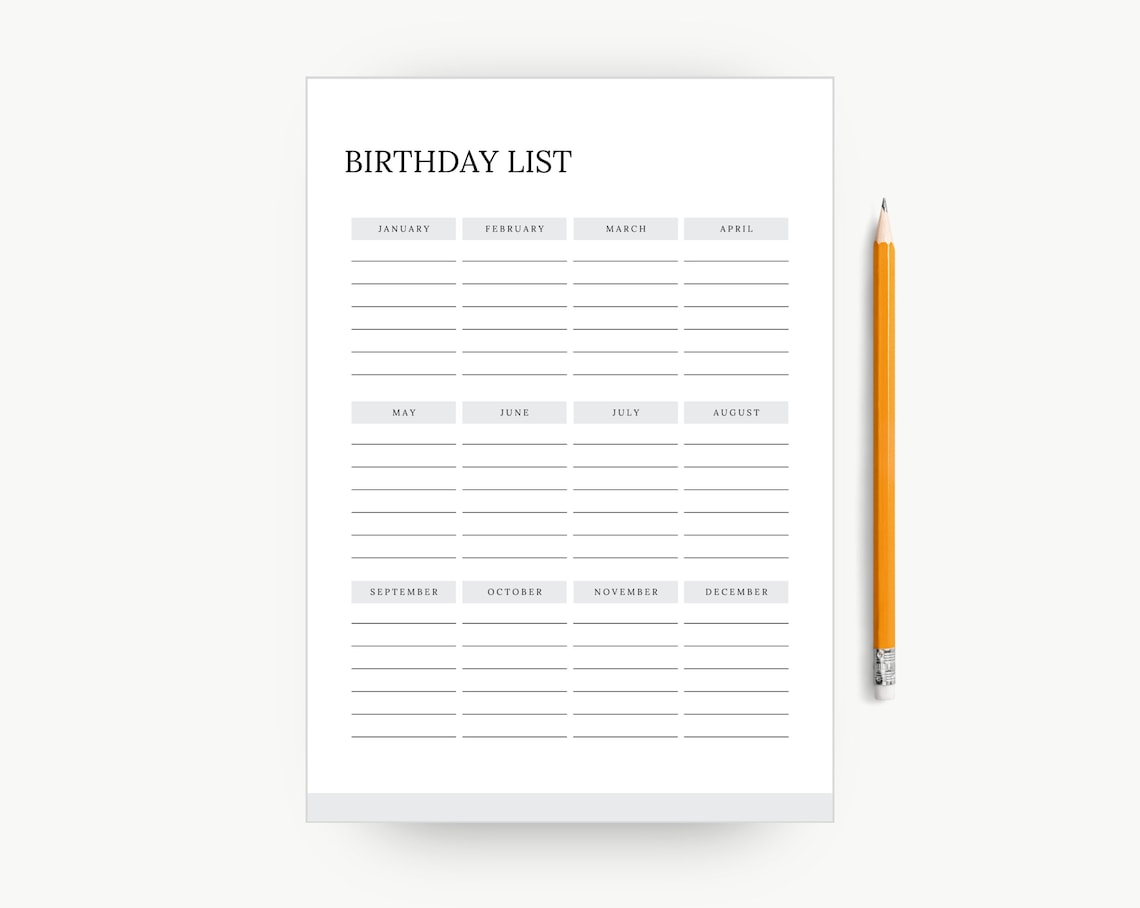 Birthday Party Tracker, Birthday Tracker, Printable Birthday Reminder ...