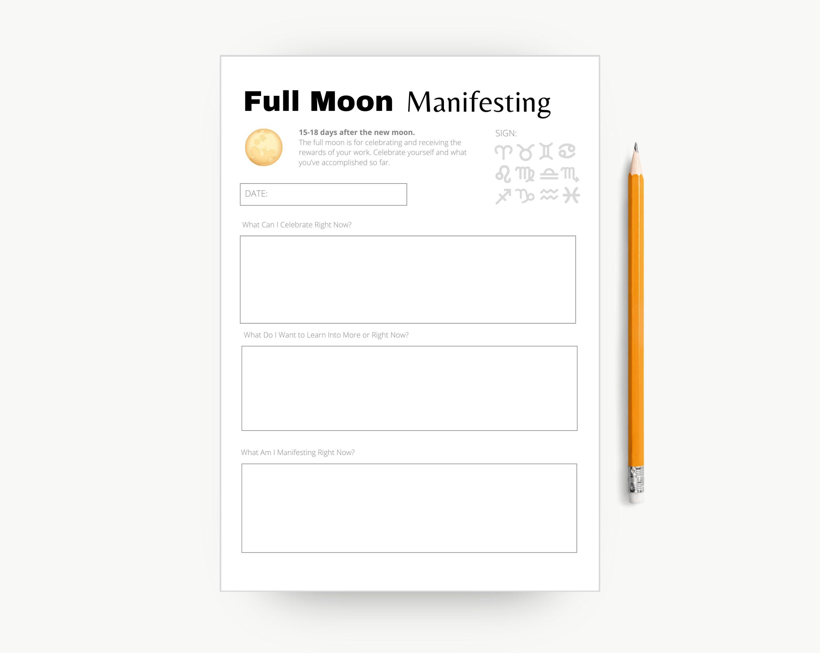 Full Moon Manifesting Printable - Instant Download for Powerful Results ...