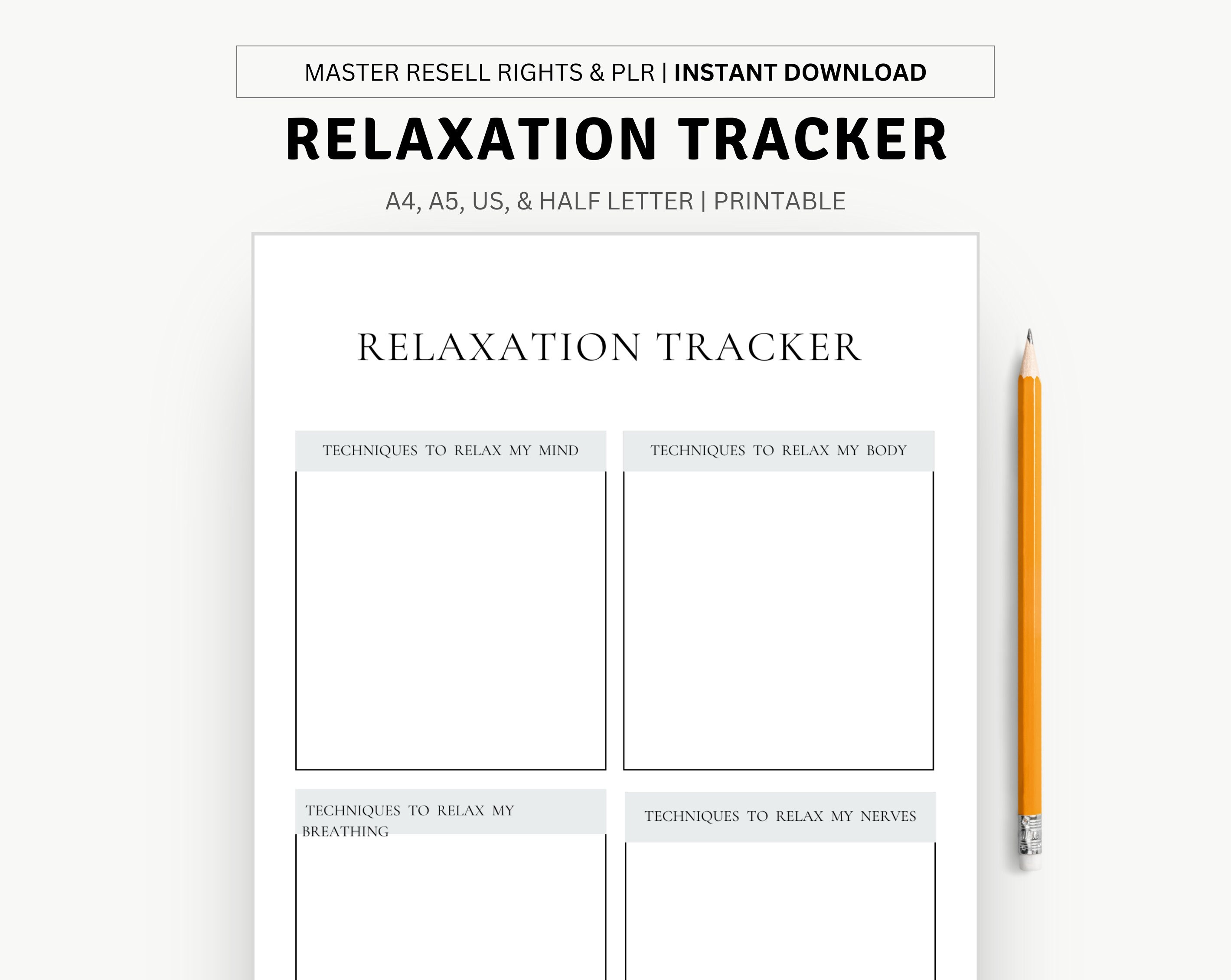 Printable Relaxation Tracker Personal Growth Planners Instant Download ...