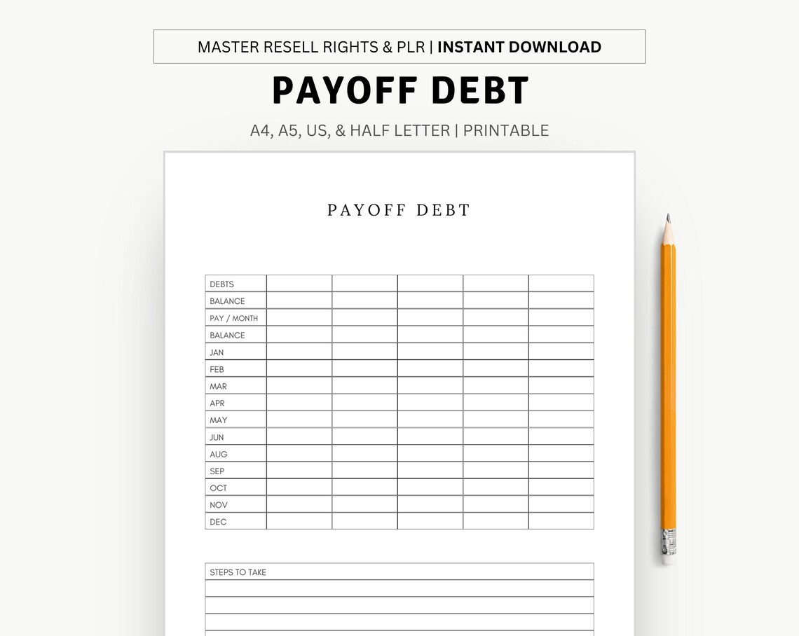 Debt Payoff Tracker, Printable Budget Planner, Debt Payoff Log, Debt ...