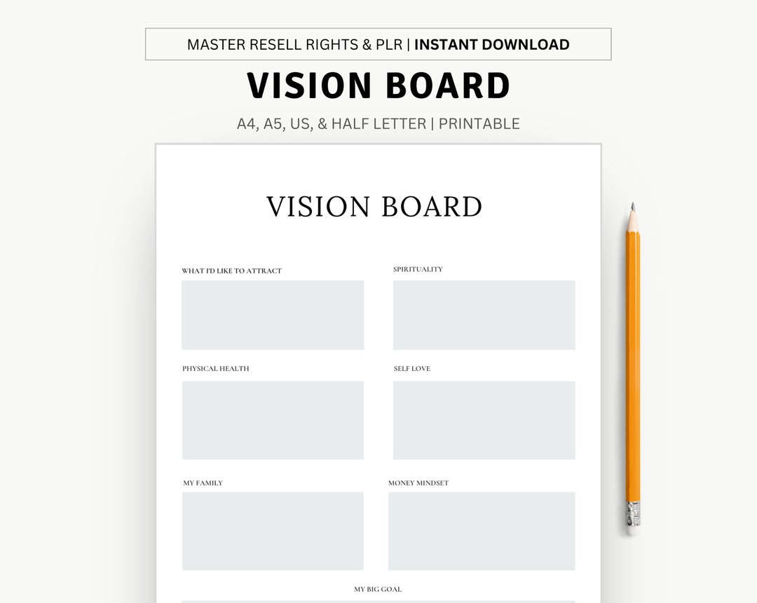 Vision Board Printable Planner Page - Download Now for Creative ...