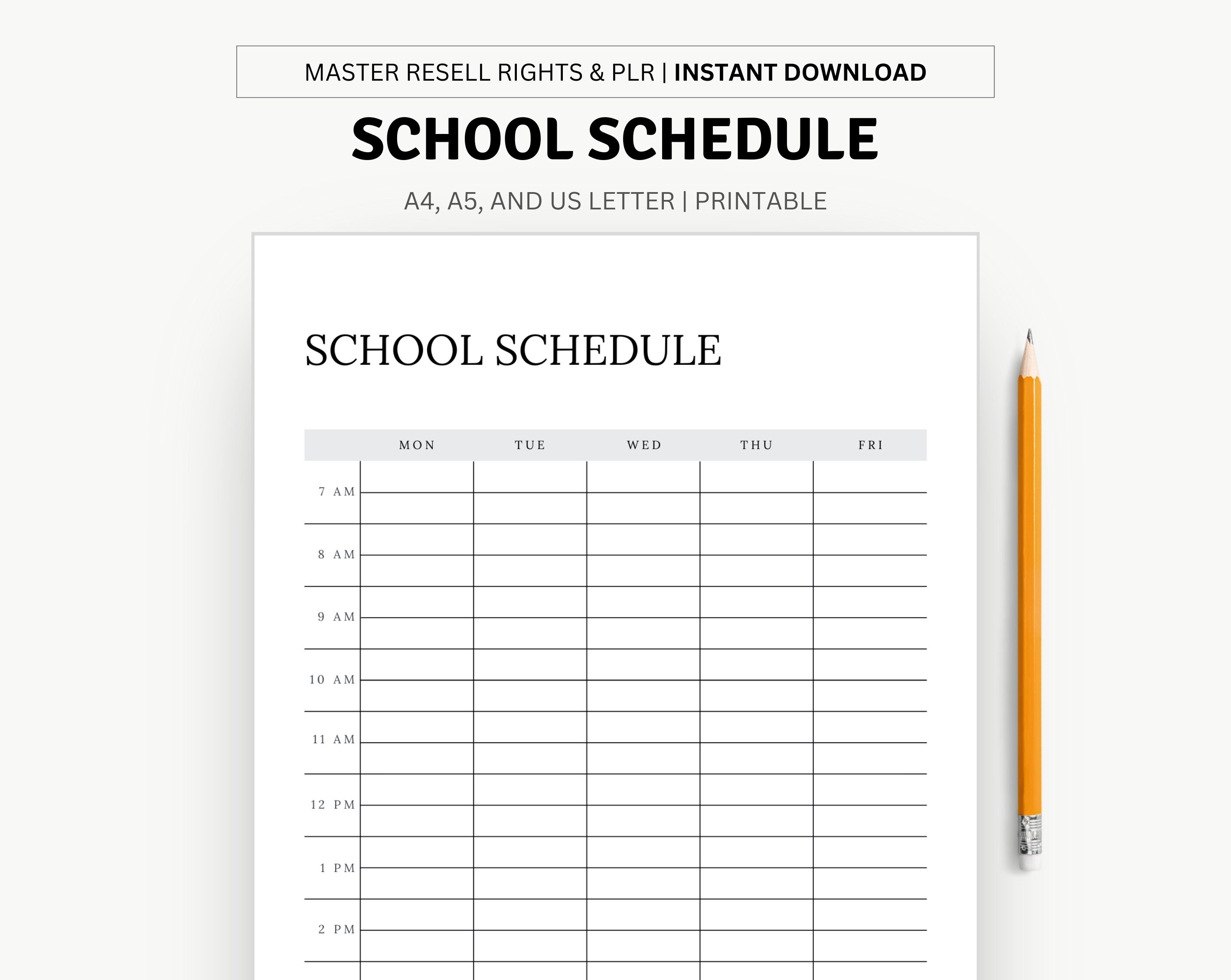 Printable School Schedule Templates - Instant Download for Organized ...