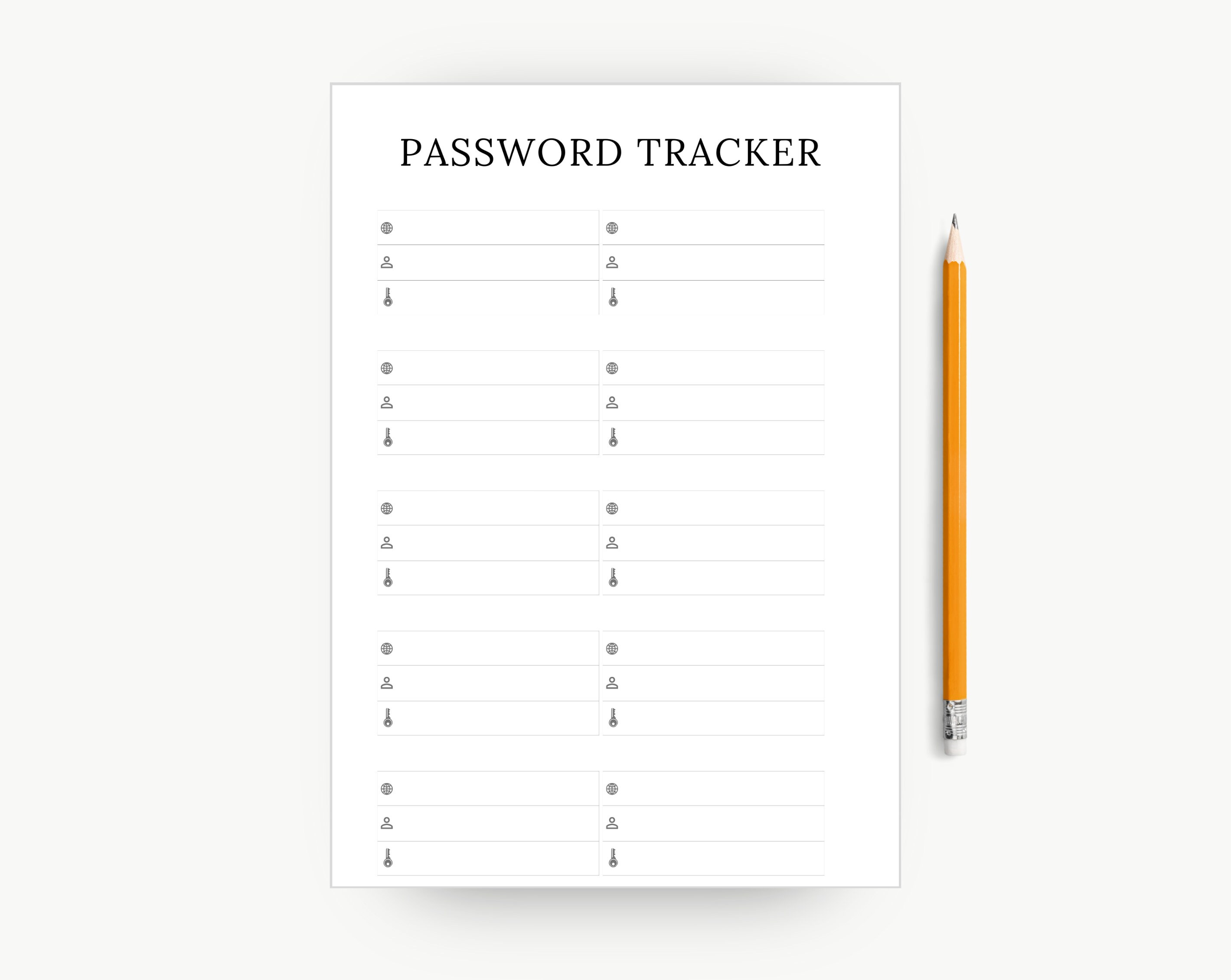 Printable Password Tracker Planner A4, A5, US Letter, Half Letter ...