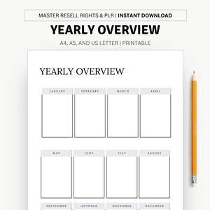 2024 Yearly Overview Planner Printable Month-to-month Objective Annual ...