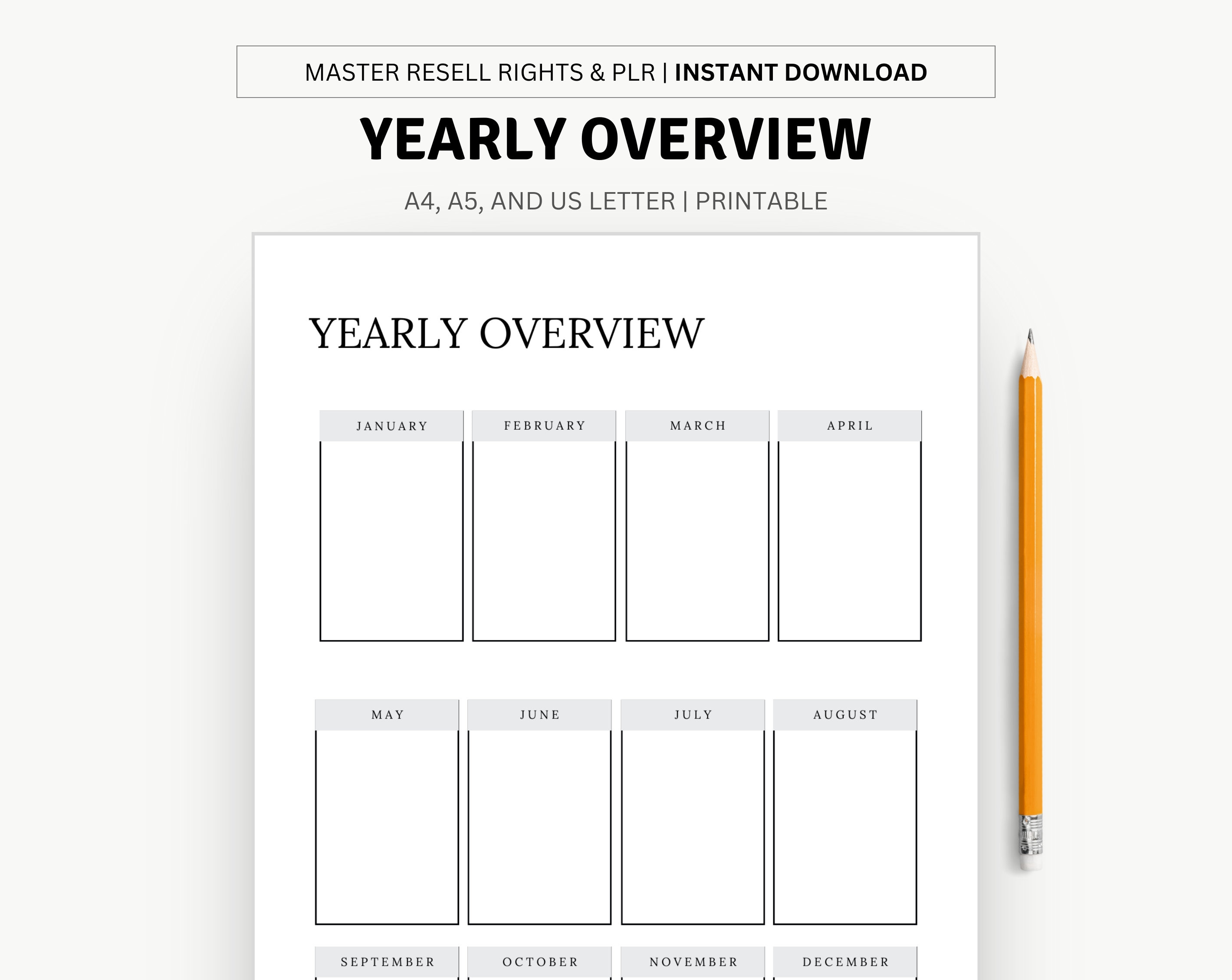 2024 Yearly Overview Planner Printable Month-to-month Objective Annual ...