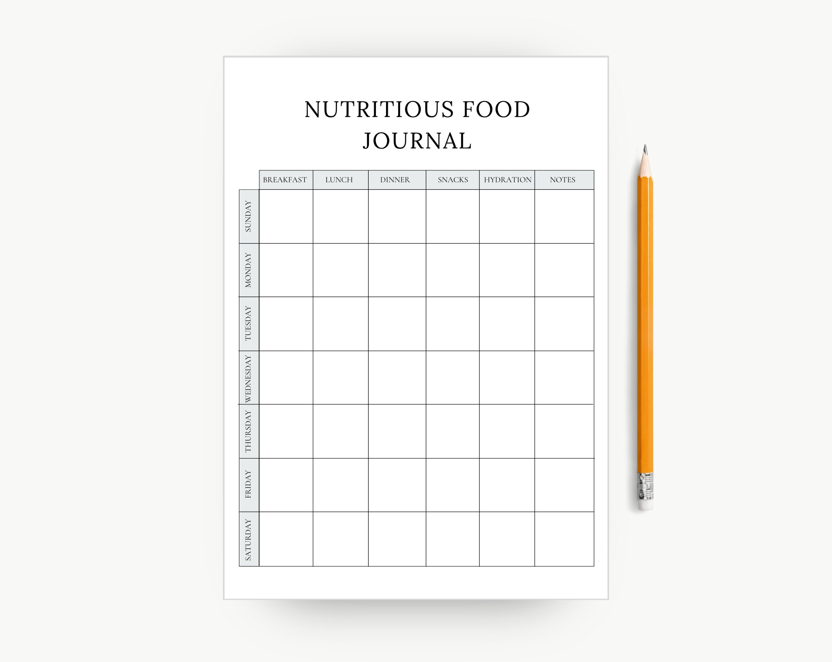 Nutritious Food Journal, Printable Nutritious Food Planner, Daily Food ...