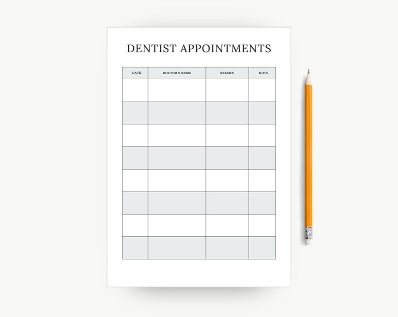 Dental Appointment Printable Planner Page - Download and Print Today ...