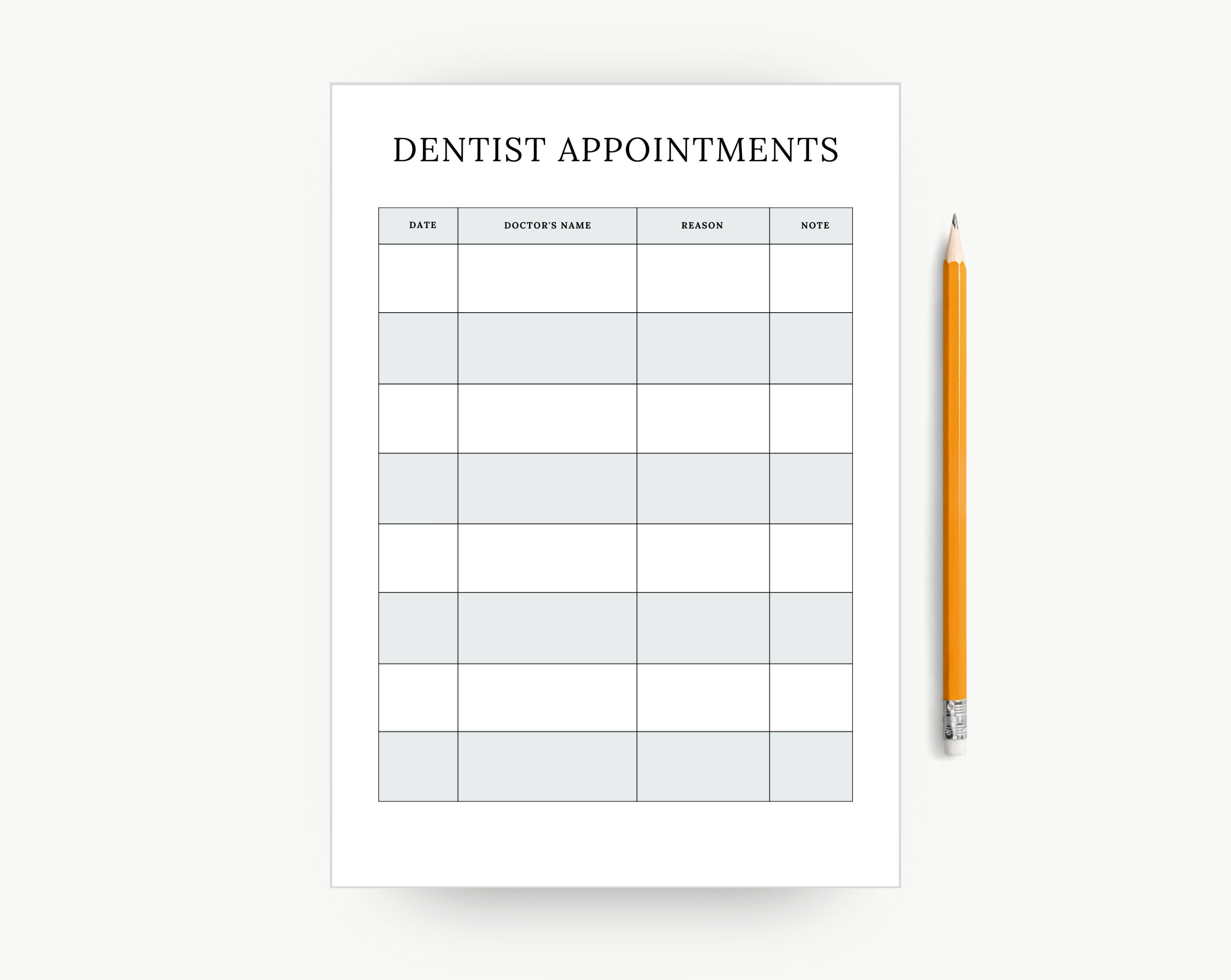 Dental Appointment Printable Planner Page - Download and Print Today ...