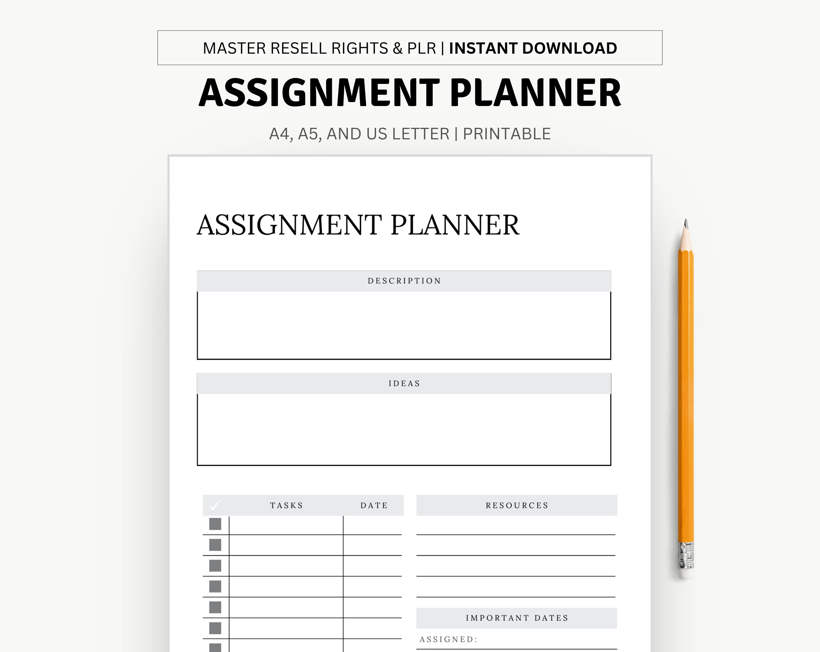Assignment Planner Printable Assignment Sheet Task Management Team ...