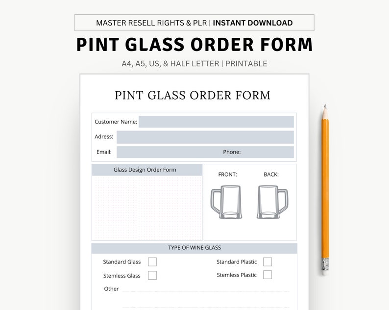 Pint Glass Order Form - Etsy