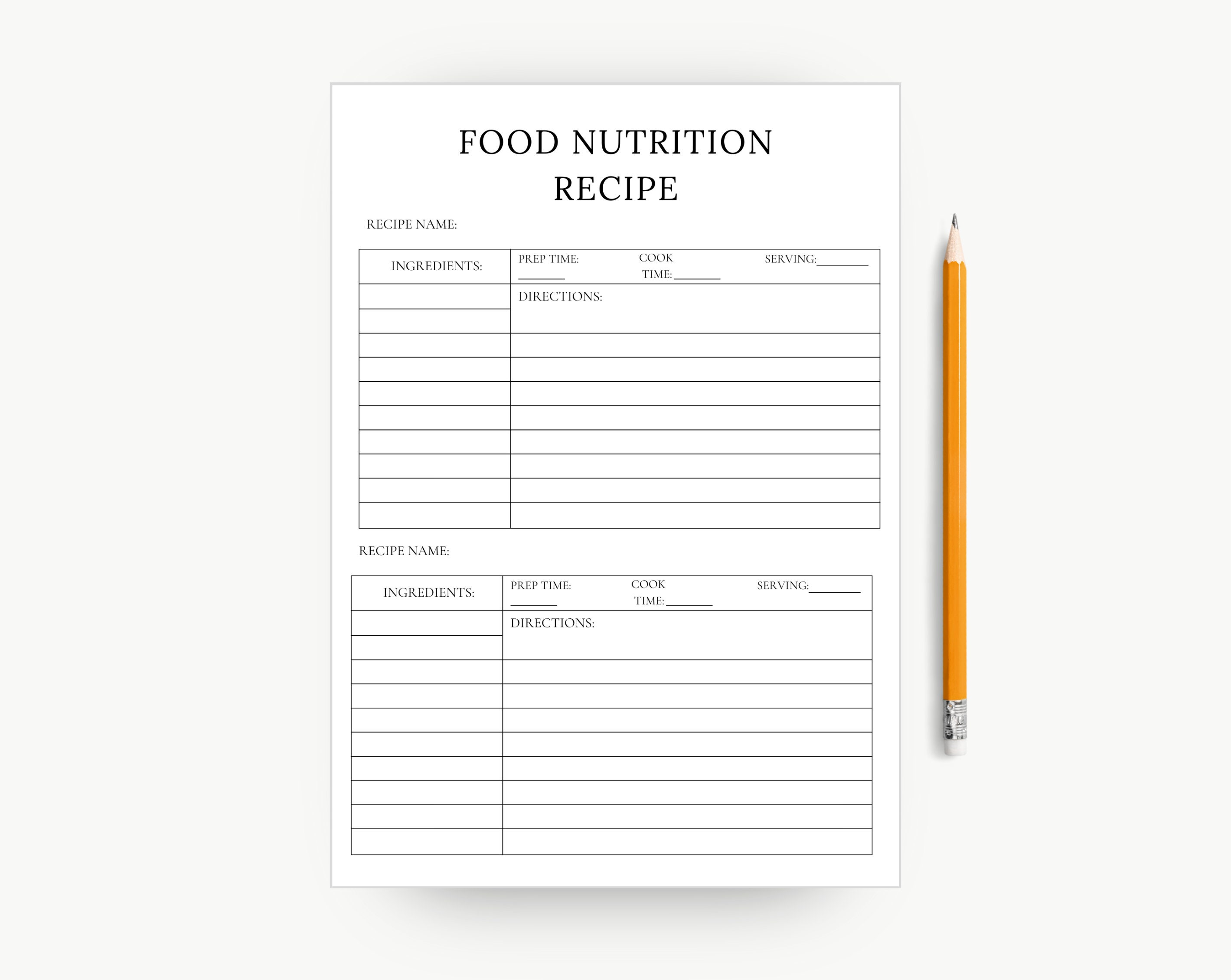 Printable Food Nutrition Recipe Planner, Daily Food Journal, Plan Your ...