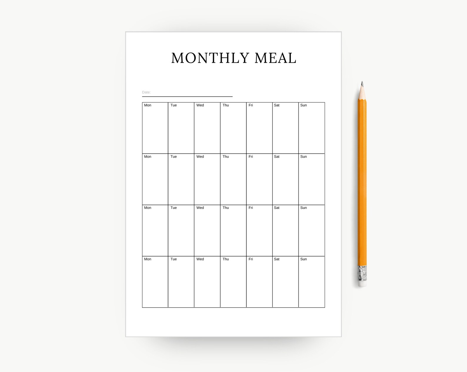 Monthly Meal Printable Planner Page, Diet Tracker, Food Journal, Meal ...