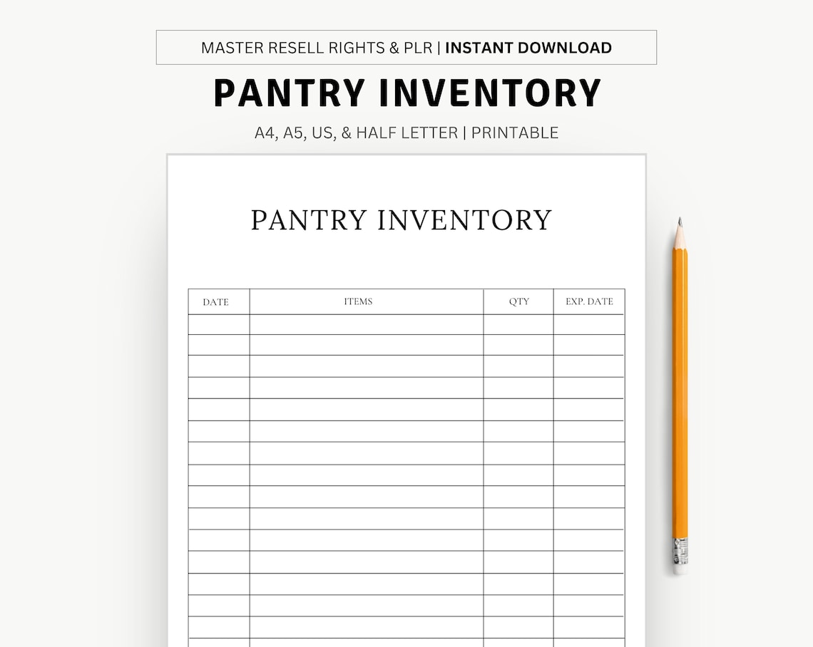 Printable Pantry Inventory Planner, Baking Items Planner, Pantry ...
