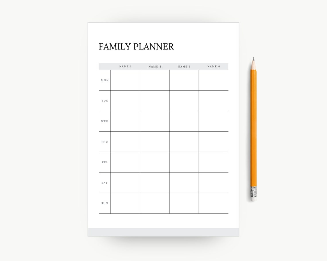 Family Planner Printable Family Schedule Family Organizer Family ...