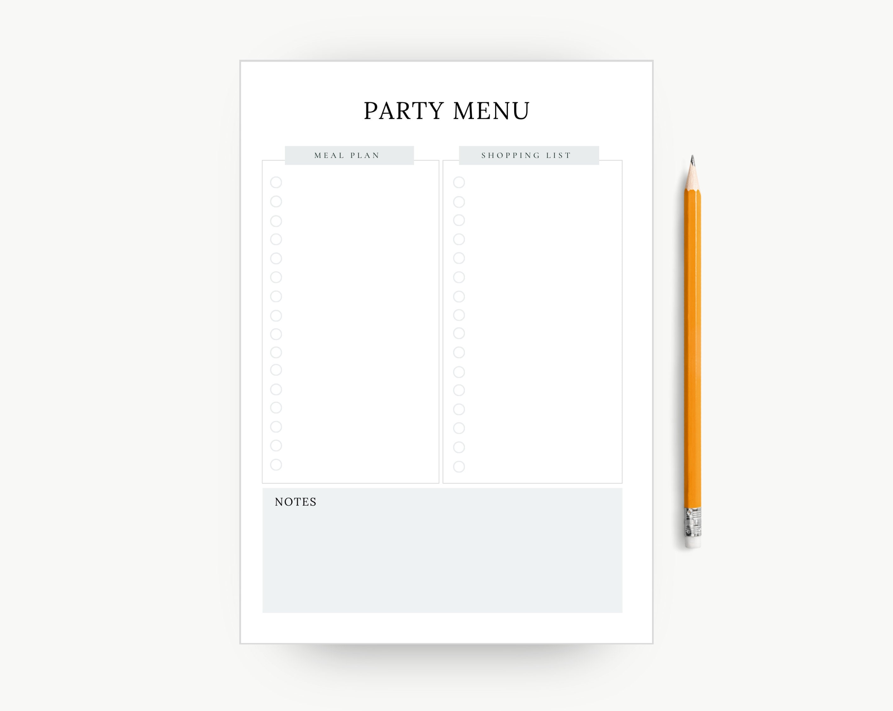 Printable Party Menu Planner, Birthday Menu Planner, Party Planning ...