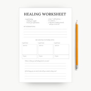 Healing Worksheet Instant Download Printables - Transform Your Self ...