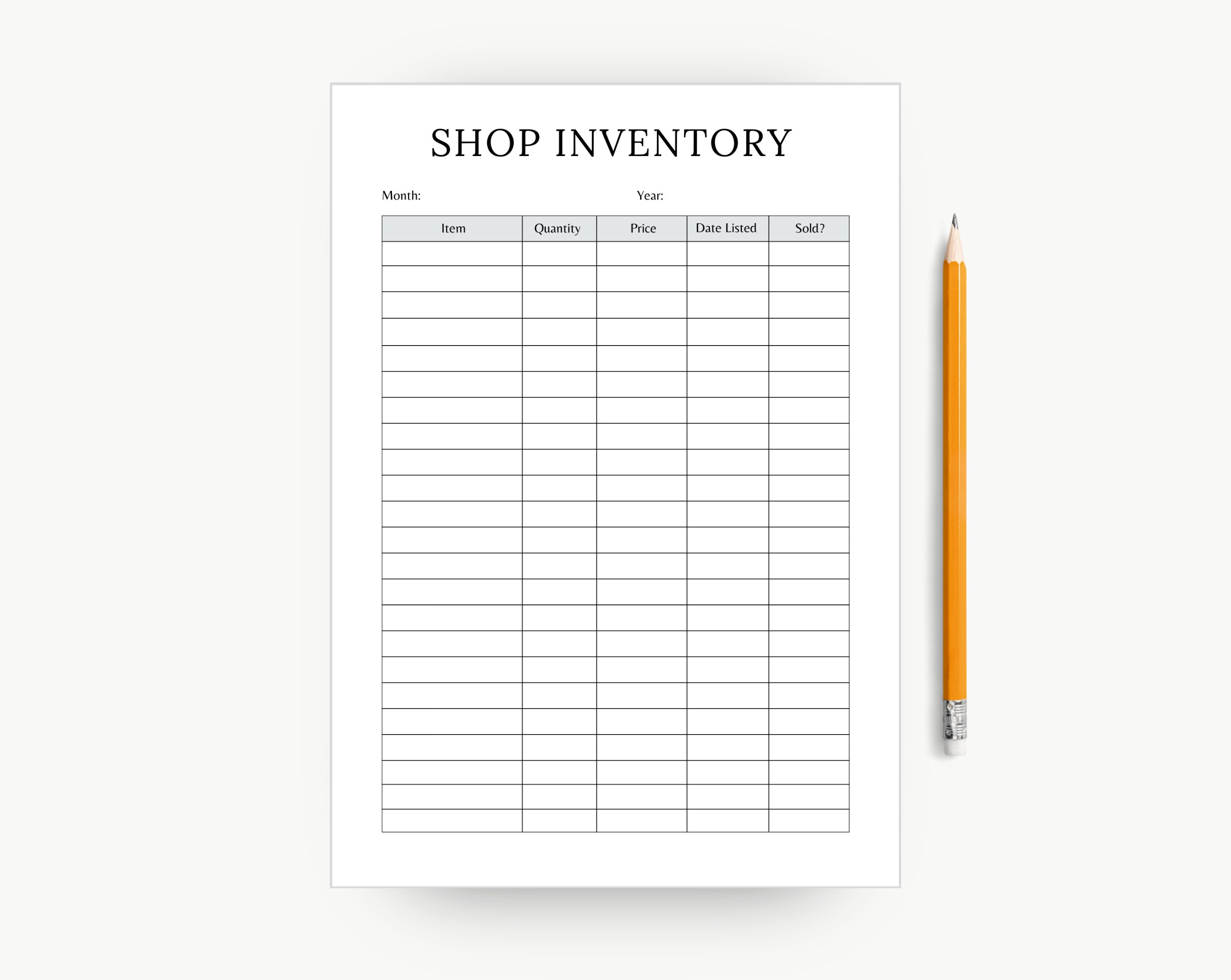 Inventory Tracker, Online Shop Planner, Inventory Management Form ...