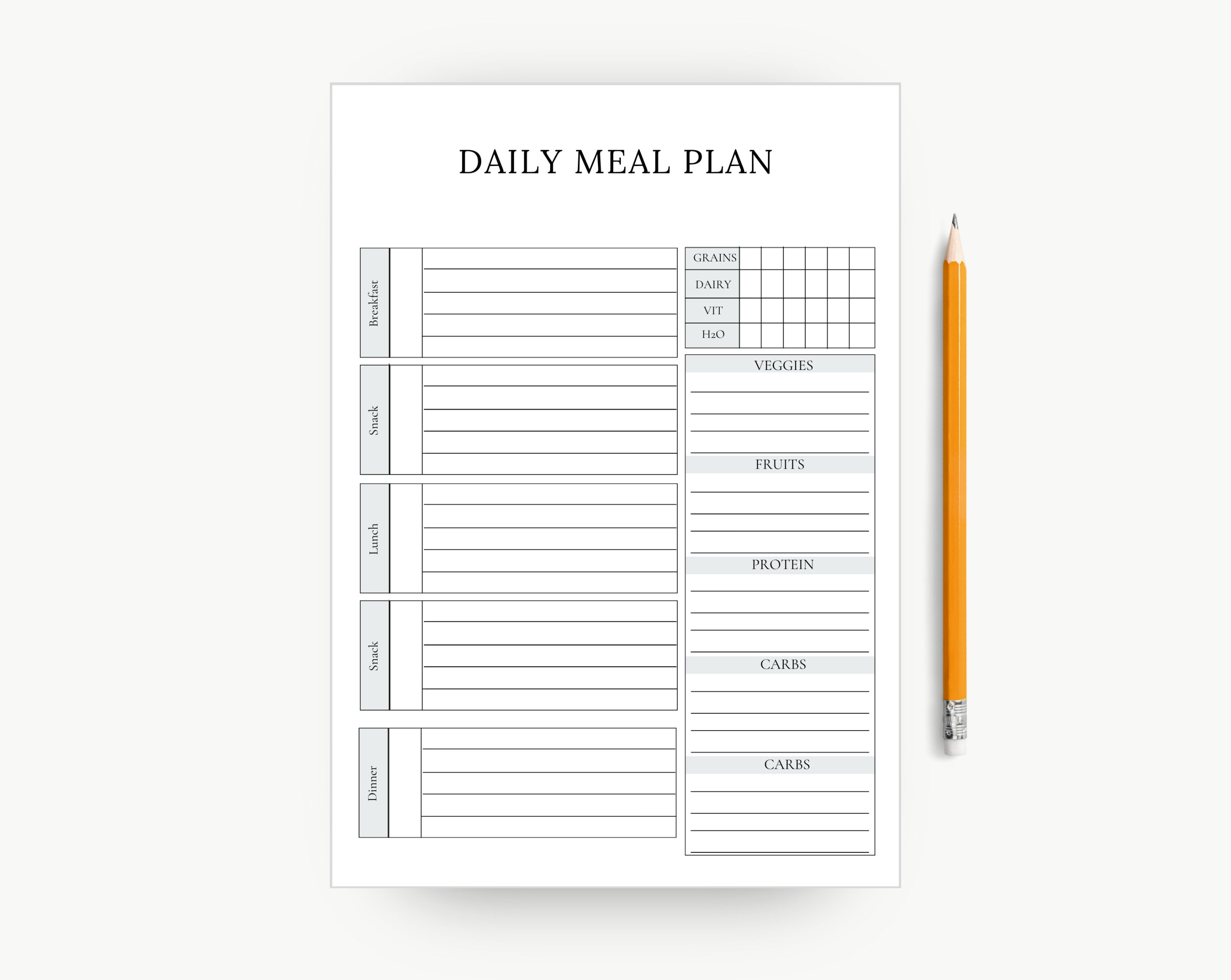 Printable Daily Meal Plan Planner Page, Meal Tracker, Food Journal ...