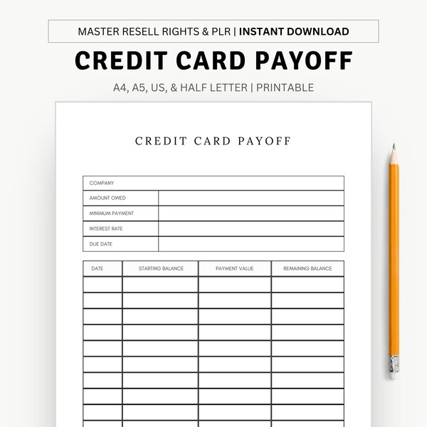 Credit Card Tracker Pdf Template - Etsy
